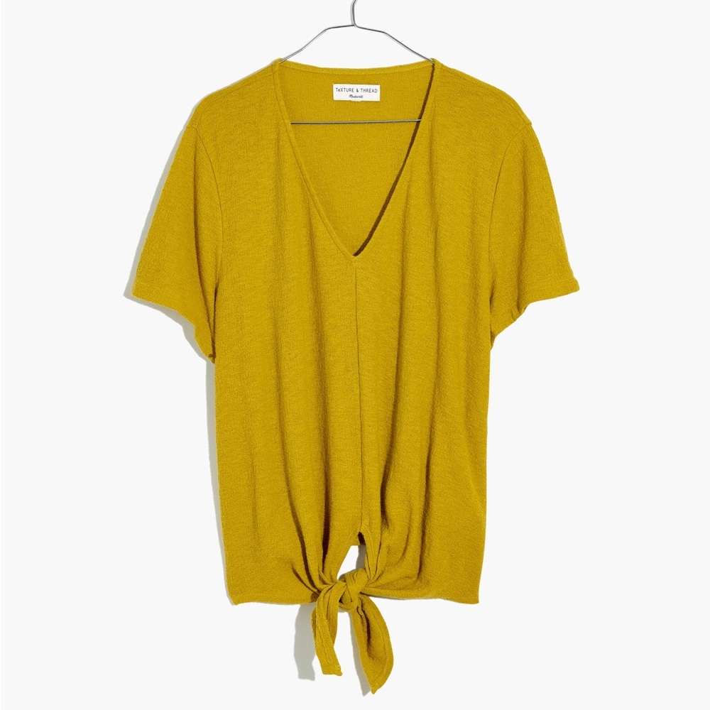 Madewell Texture & Thread Mustard Yellow V-Neck Moder… - Gem